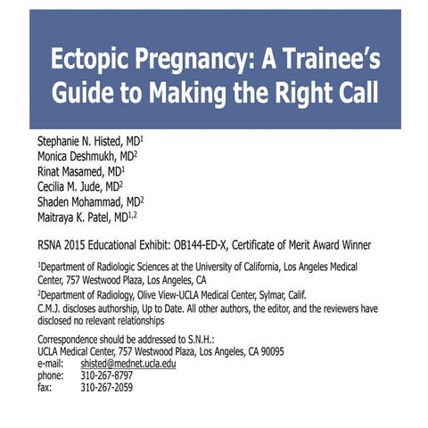 Ectopic Pregnancy: A trainee's guide to making the right call. | PDF