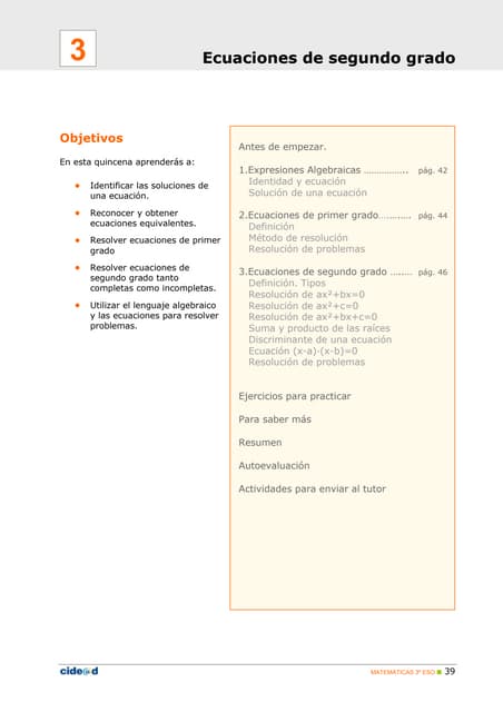 Ecuaciones De Primer Y De Segundo Grado Pdf