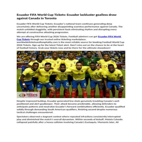 Ecuador FIFA World Cup Tickets Ecuador lackluster goalless draw against ...