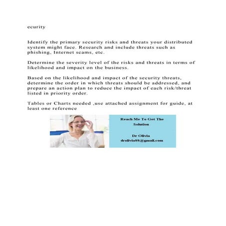 ecurityIdentify the primary security risks and threats your di | DOCX