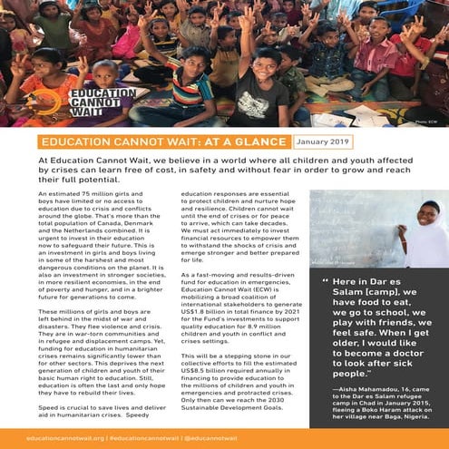 Education Cannot Wait At A Glance | PDF