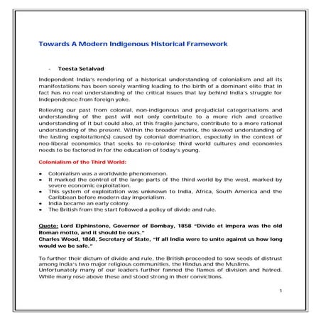 Towards A Modern Indigenous Historical Framework | PDF