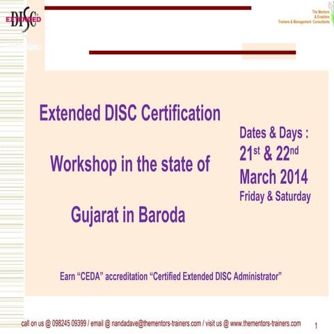 Extended DISC - Certification Workshop. | PPT