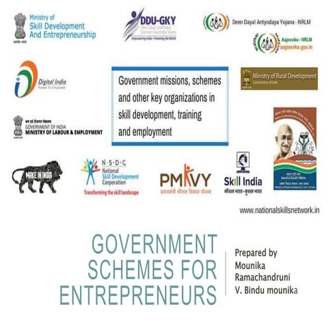 Entrepreneurship development - schemes of governament | PPTX
