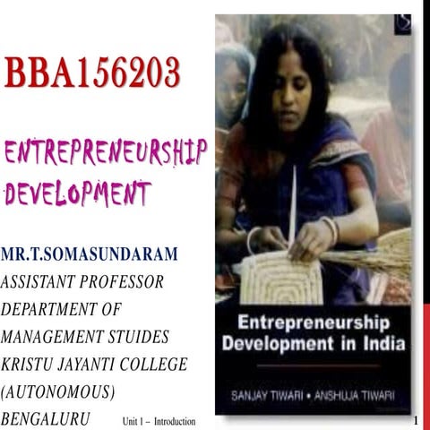 Entrepreneurship Development - Introduction | PDF