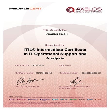 ITIL® Intermediate OSA Certificate | PDF