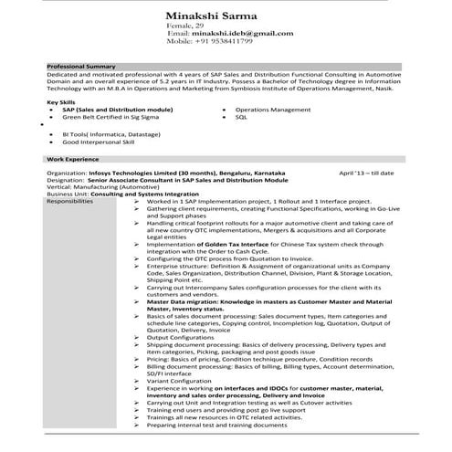 One Page Resume | PDF