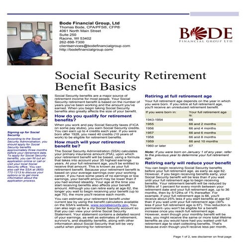 Social-Security-Retirement-Basic-Benefits | PDF
