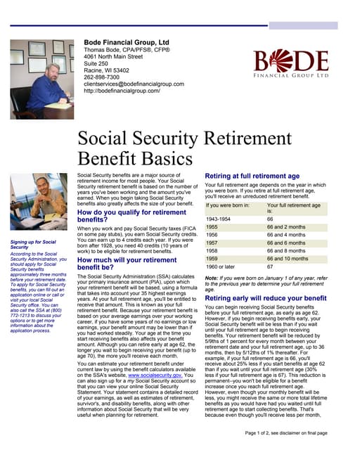 Social Security Q&A Brochure | PDF