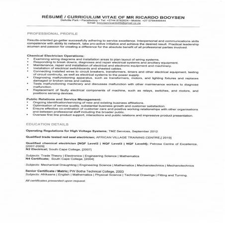 Ricardo Booysen CV | PDF