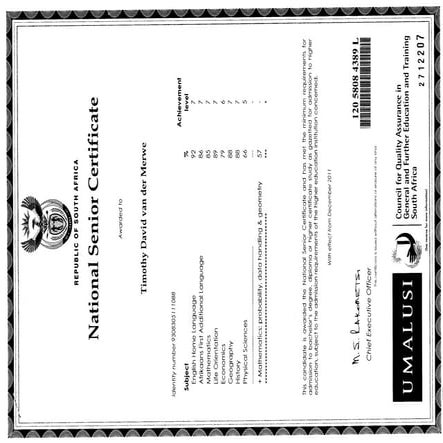 Matric Certificate | PDF