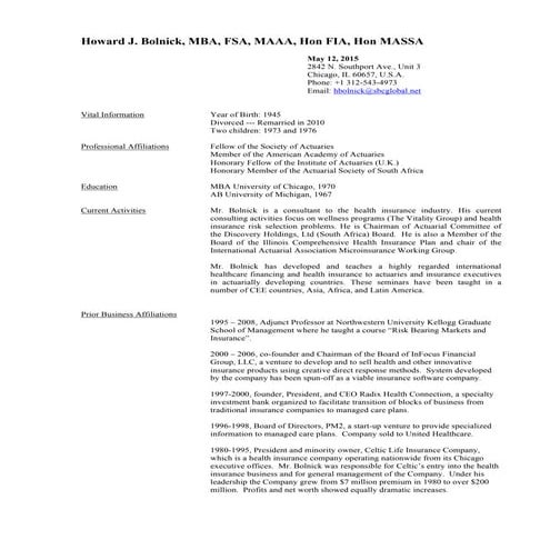 Howard Bolnick Resume - short | PDF