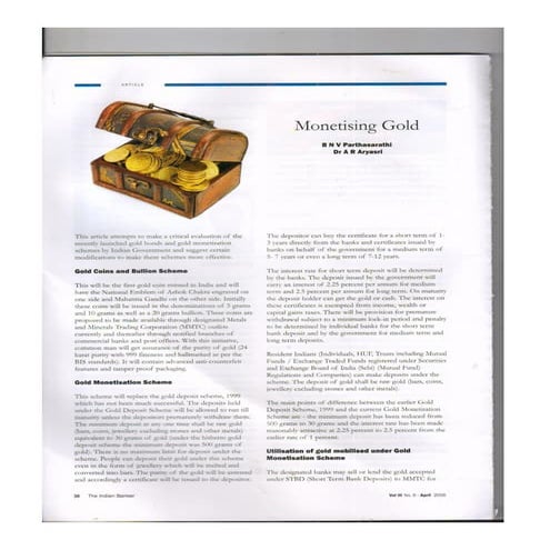 Monetising Gold | PDF