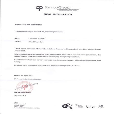 Reference Letter - PT. PCP | PDF