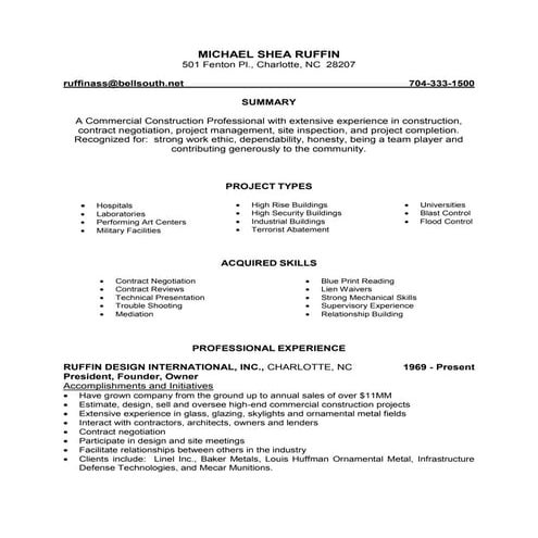 Michael Ruffin Resume | PDF