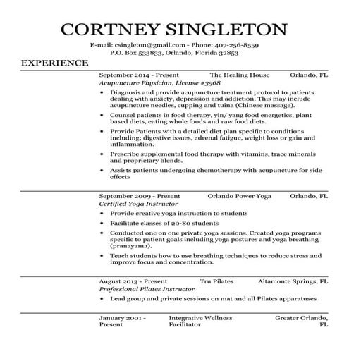 CS Acupuncture Physician Resume | PDF | Holistic Health | Alternative ...
