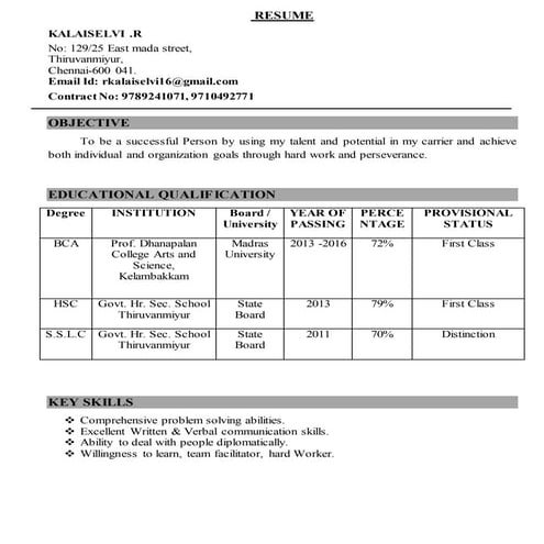 Kalaiselvi resume | DOCX
