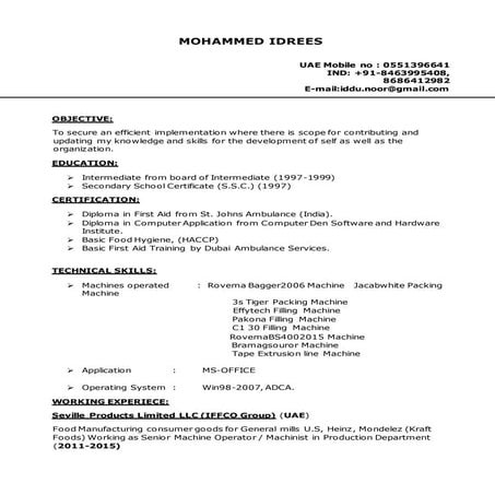 MOHAMMED IDREES CV | DOCX