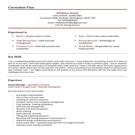 Matthew Hewitt CV | PDF