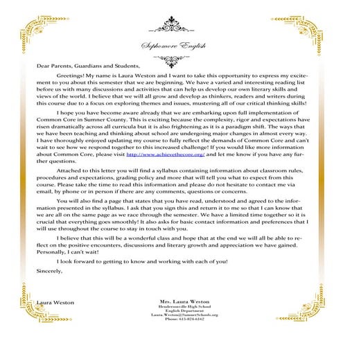 Sophomore Honors English | PDF