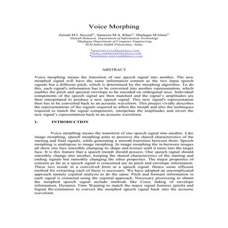 Voice Morphing | PDF