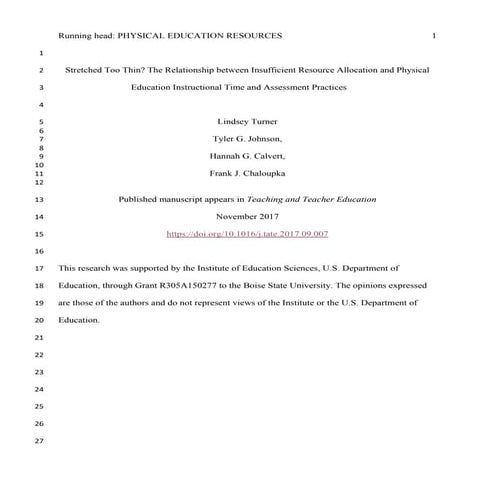Implementation of Physical Education Program in Junior High School | PDF
