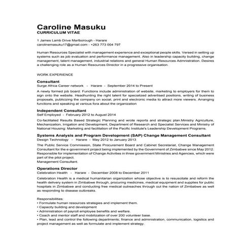 Michael Mangwende - CV - 2016 | PDF