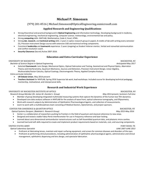HollandsResume2 | PDF | Physics | Science