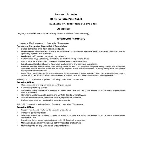 Andrew Arington resume2014 | PDF