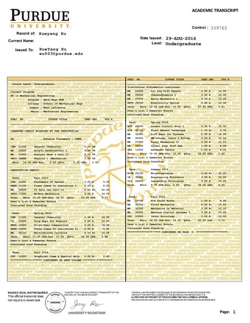 Houston Community College Transcript | PDF
