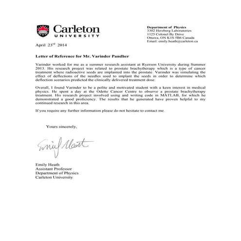 Reference Letter - Varinder Pandher | PDF