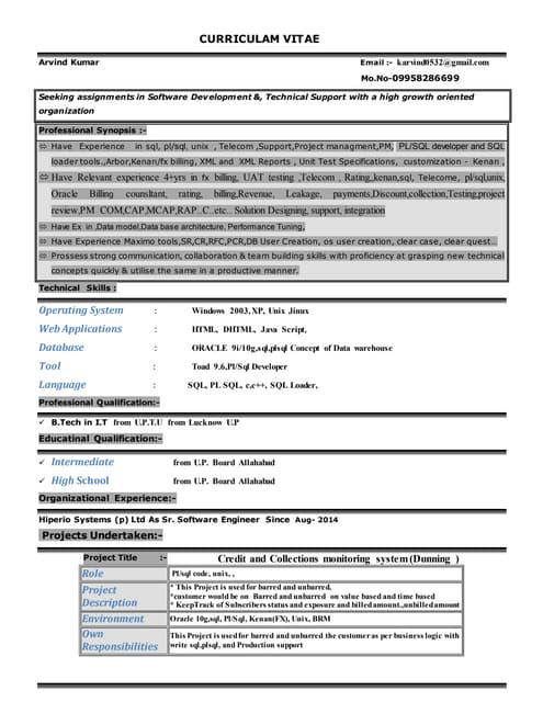 Arunkumar Resume | DOC | Business | Business and Finance