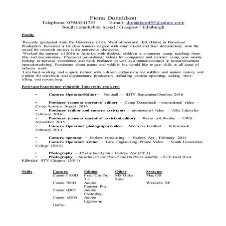 FD Production CV | PDF