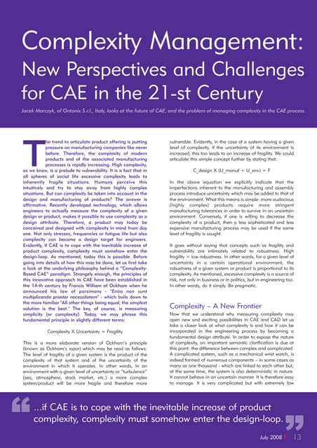 Using the Design and Control Systemic Methodology to calculate Systems Complexity | PDF ...
