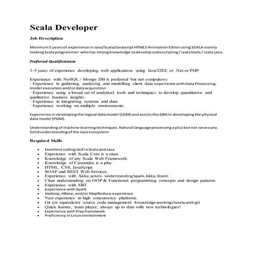 Scala Developer(1) | DOCX | Web Development | Internet