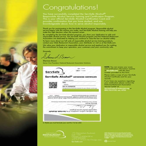 ALCOHOL ADVANCED CERTIFICATE WALLET CARD | PDF