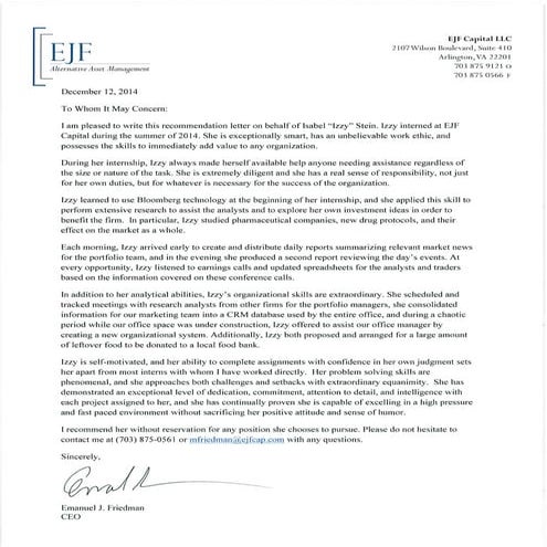 EJF Recommendation Letter | PDF