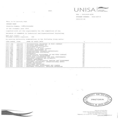Academic Record Unisa | PDF