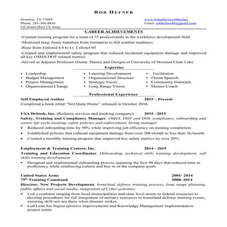 Rob Hefner resume | DOC