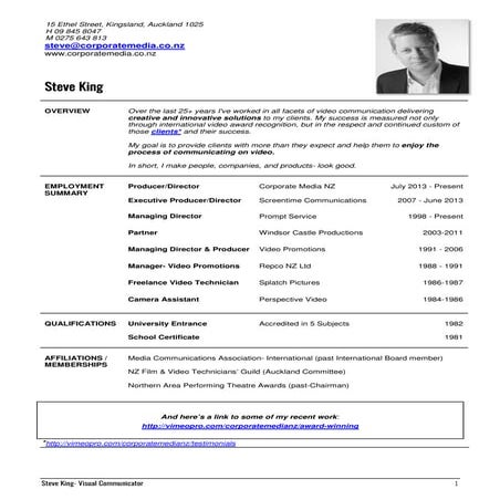 Steve King CV - 2016- May | PDF