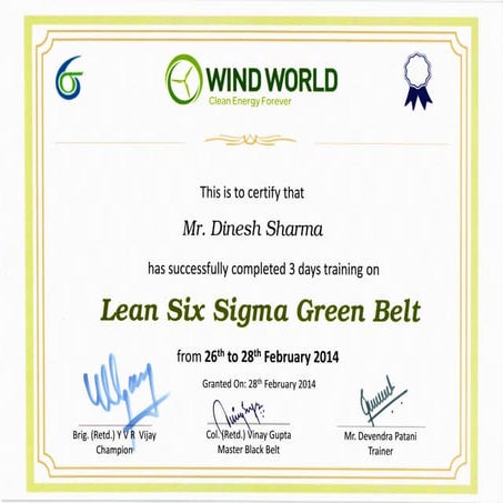 DS - LSSGB Certificate | PDF