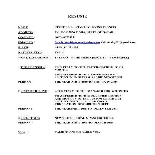 STANLEY RESUME | DOCX