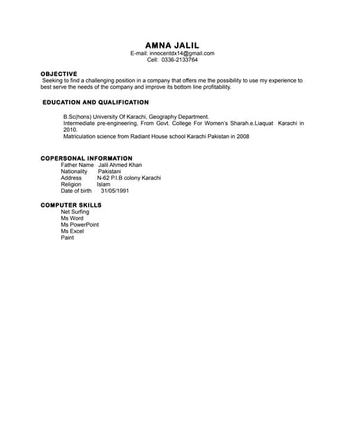 NASEEM SAHAR CV | PDF