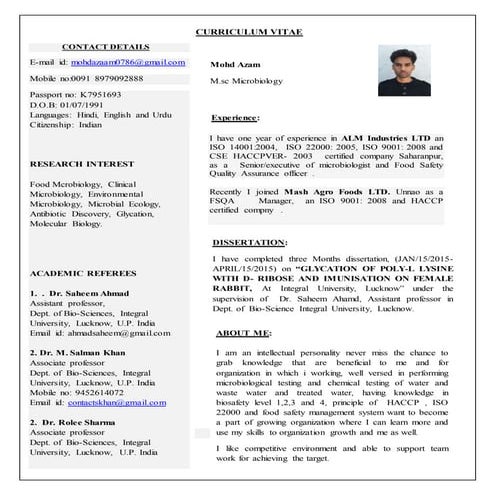 Resume of azam | DOCX