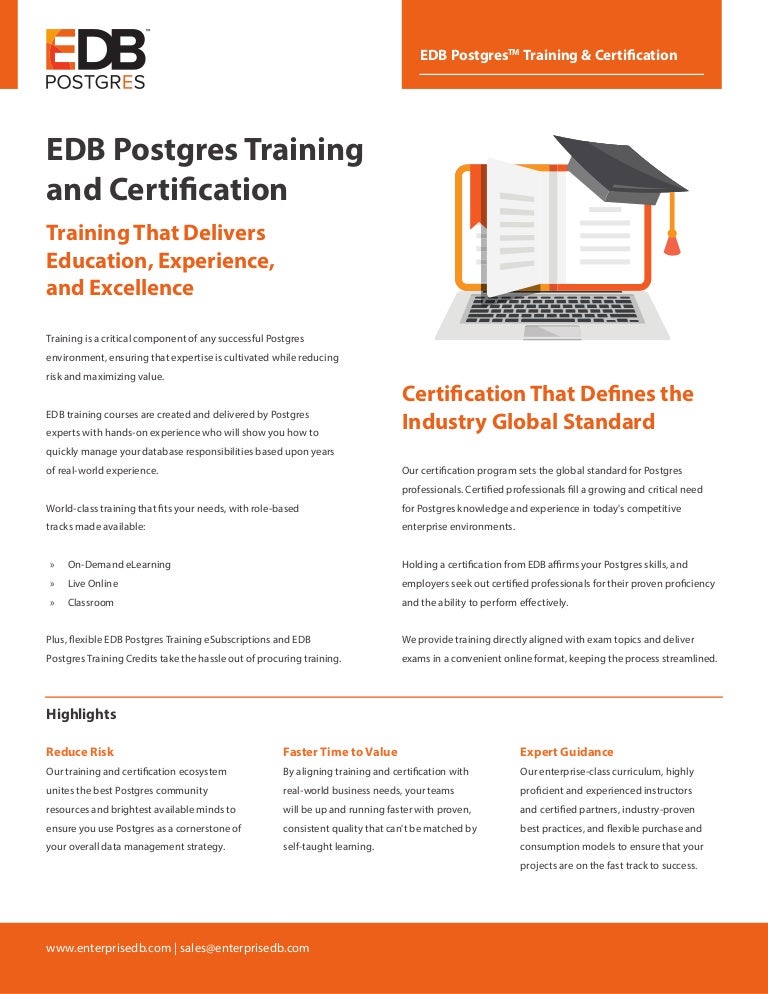 EDB Postgres Training and Certification EDB Postgres Training and Certification