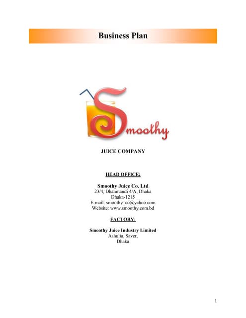 Smoothie and juice bar business plan | PPT