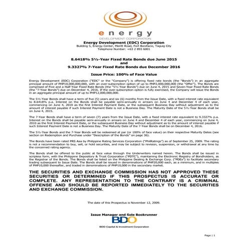 EDC Bonds Final Prospectus | PDF
