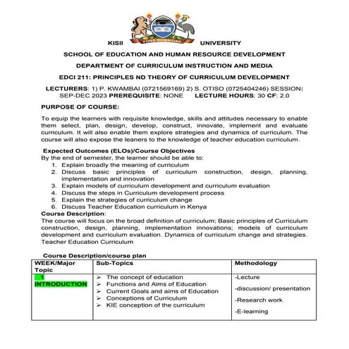 EDCI 211 NOTES- SEP-DEC 2023.pdf summary | PDF