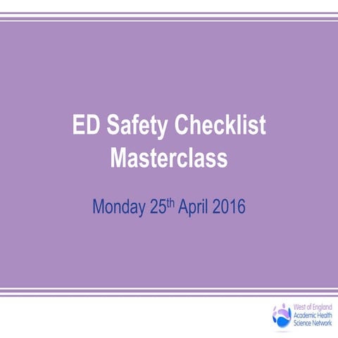 ED Safety Checklist Masterclass Presentation | PPTX