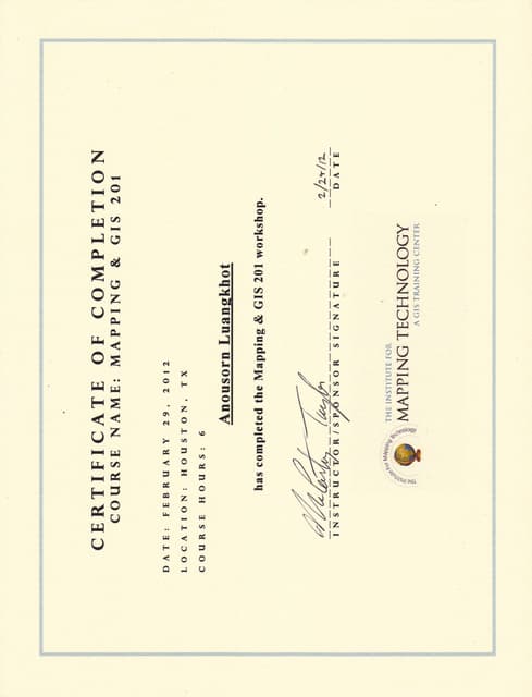 Mapping and GIS 101 Certificate | PDF